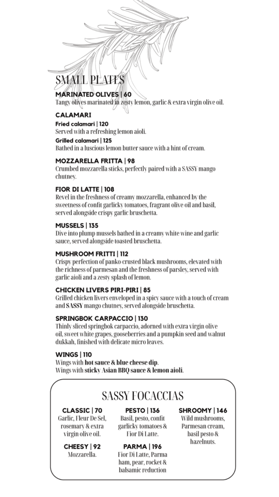 The Sassy Italian Menu – Droppedinto.com