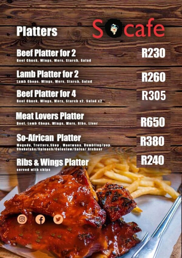 SO Cafe Menu