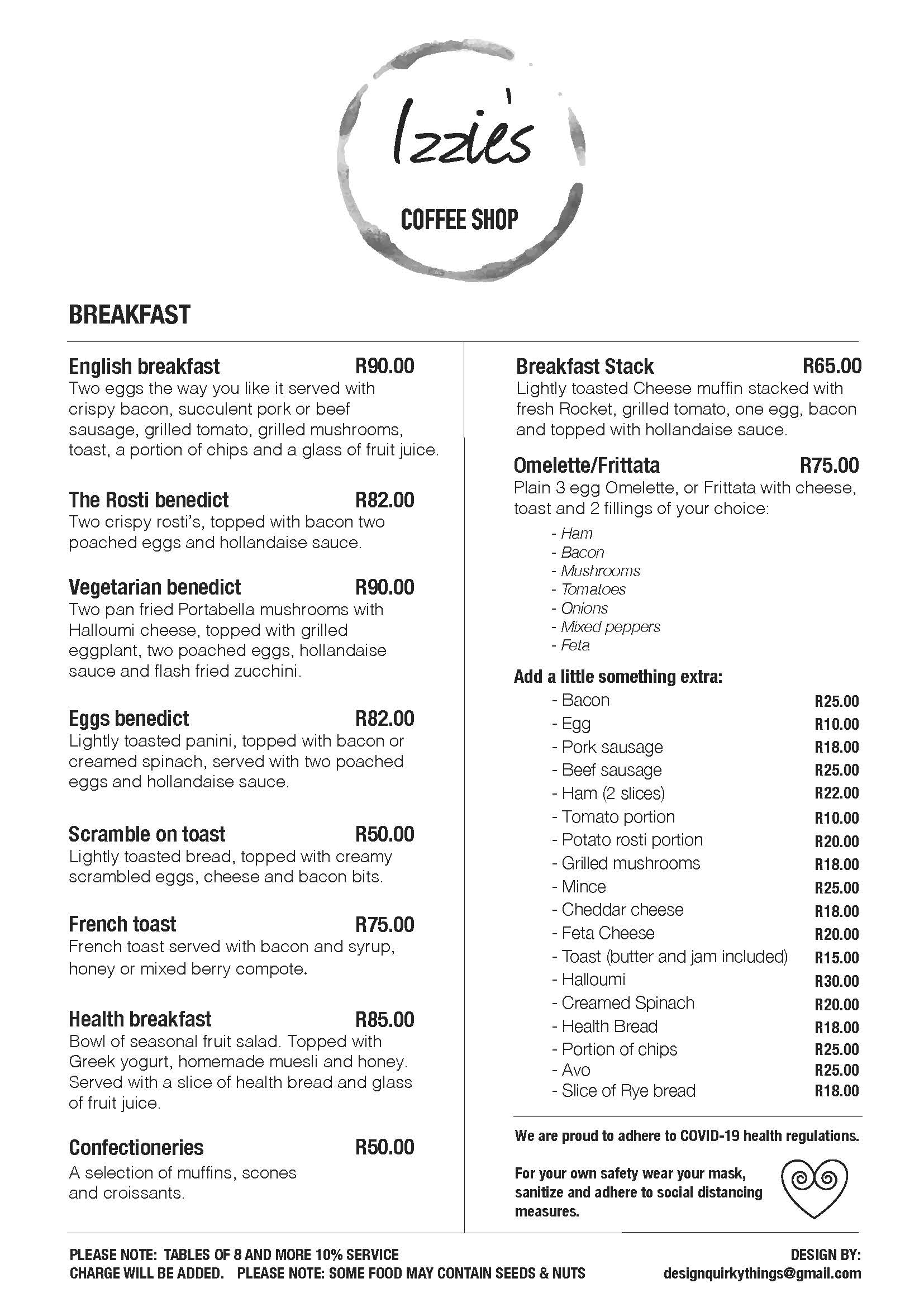Izzies Menu – Dropped Into